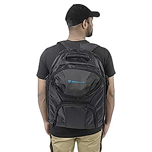 Rockville DJ Laptop/Gear Travel Backpack Bag w/ Headphone Compartment+Dividers, Black