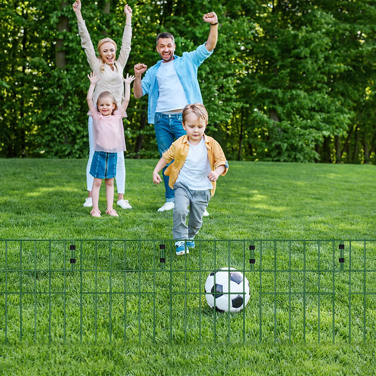 YALINKA 10Pcs Green Decorative Garden No Dig Fence, Rustproof Metal Wire Fencing Border Animal Barrier for Dog Pet Rabbits, Fencing Flower Edging for Yard Landscape Patio Outdoor Decor, T Shape