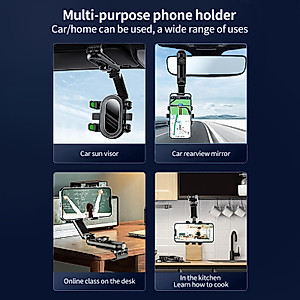 Phone Mount for Car,Rearview Mirror Phone Mount Holder for Car,Car sun visor phone holder,[2023 Flagship]Rotatable and Retractable Car Phone Holder,Works on all iPhone and Android smartphones