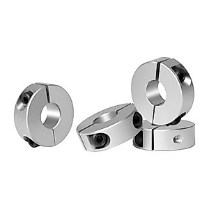 (Pack of 4) Split Shaft Collar Bore 25mm, Aluminum Alloy Two Halves Clamping Collar for Shaft, 45mm OD, 12mm Thickness, with M5 Set Screws