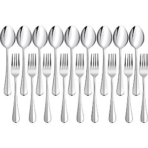 24Pcs Forks and Spoons Silverware Set,Tableware Spoons and Forks Set,Food Grade Stainless Steel Flatware Cutlery Set,Fork and Spoon Set for Home Kitchen Restaurant,Dishwasher Safe,Mirror Polished