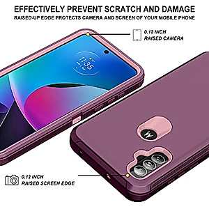 Qinmay for Moto G Play 2023 Case with HD Screen Protector (2 Packs),Motorola Moto G Play 2023 Phone Case 3 in 1 Heavy Duty Armor Shockproof Phone Case for Motorola Moto G Play 2023 (WineRed Pink)