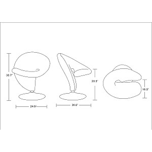 Manhattan Comfort Curl Fabric Swivel Accent Chair in Orange (Set of 2)