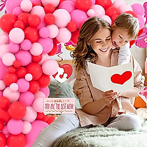 Matte Red, Light Pink, Rose Red Balloons Arch Garland - Strawberry Birthday Party Supplies Red Pink Balloons Arch Mother Day Party for Strawberry Birthday Wedding Bachelorette Valentines Party Decors