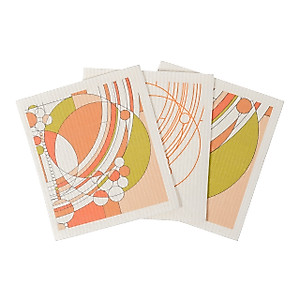 KAF Home Frank Lloyd Wright Swedish Dish Cloths (6.7 x 7.5-inch) - Set of 3 Reusable, Absorbent Cellulose Sponge Towels for Kitchen, Cleaning Counters, and Washing Dishes (March Balloons)