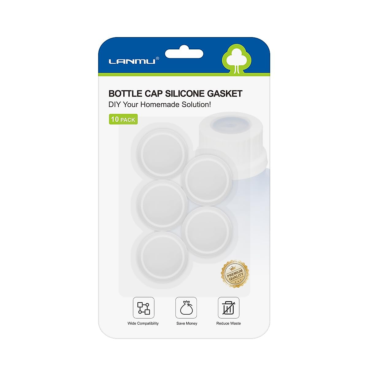 LANMU Bottle Cap Silicone Gasket for Swiffer Wet Jet Power Mop Cleaning Solution, DIY Reusable Bottle Refill Container (10 Pack)