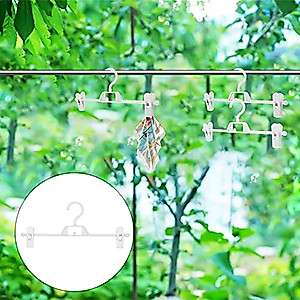 WINOMO 10Pcs Pants Hanger with Clips, White Plastic Dress Trousers Hanger with 360 Rotatable Hook for Women& Men Space Saving