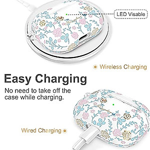 KINGXBAR for AirPods Pro Case Cute Soft Clear Floral Protective Cover for Women Girls with Bling Crystals & Keychain