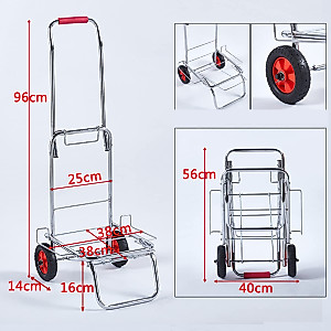 Folding Hand Truck and Dolly, Shopping Cart Dolly 2 Wheels , Folding Lightweight Hand Truck for Personal,Moving, Travel and Shopping Use - Support 80lbs Capacity (Silver)