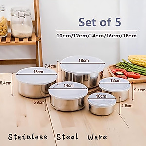 Tsyware [Set of 5] Stackable Stainless Steel Snack Food Storage Containers With Lids, Leakproof Clear Lids For Lunch, Leftovers, Soups, Salads Meal Prep and Storage, Reusable for Kids and adults