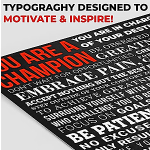 HoneyKICK A Champion's Mantra Motivational Poster - 12 x 16 Inch Cardstock Print - Inspirational Wall Art Décor For Bedroom, Office, Gym