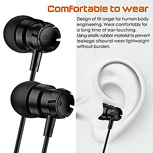 2 Packs Earbud Headphones with Remote & Microphone and Case, findTop Earphone Stereo Noise Isolating Tangle Free for iOS and Android, Fits All 3.5mm Interface Device- Black & White