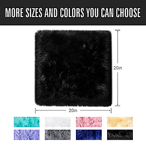 Noahas Black Faux Fur Table Runner,Cute Seat Chair Cushions for Dining Chairs,Fluffy Fur Placemats,Faux Sheepskin Chair Pads,Fuzzy Square Fur Chair Cover,Locker Rug,Table Mat (1.6 x 1.6 ft,1 Pack)