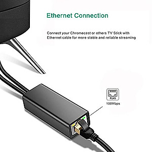 Ethernet Adapter for Fire TV Stick Chromecast Ultra/2/1/Audio Google Home Mini which is( Mirco USB A ) Port to RJ45 Ethernet Adapter with USB Power Supply Cable 3.3ft (Black)
