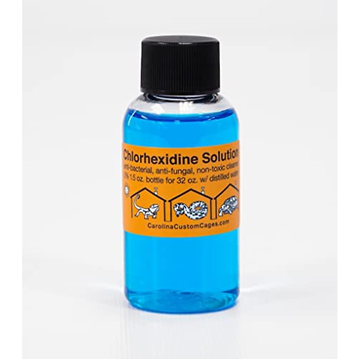 Carolina Custom Cages' Chlorhexidine Solution 2%; 1 Refill Makes 32 oz Working Solution Bundle with Zoo Med ReptiTherm Habitat Heater 40w RH-20, 18x18, for Heavy Tortoises & Other Large Reptiles