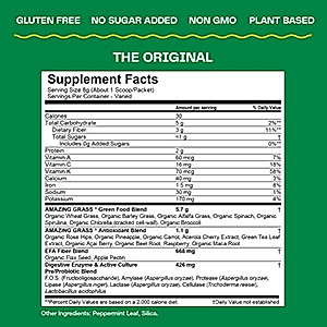 Amazing Grass Greens Blend Superfood: Super Greens Powder Smoothie Mix with Organic Spirulina, Chlorella, Beet Root Powder, Digestive Enzymes & Probiotics, Original, 30 Servings
