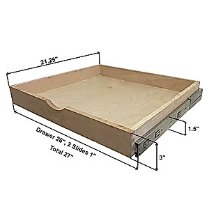 COUVER 27 inch DIY Non-Assembled Birch Wood | Cabinet Pull-Out Shelf | Slide Out Drawer Box | Pull-Out Tray | Slide-Out Organizer | Non Soft-Close Slide Rail