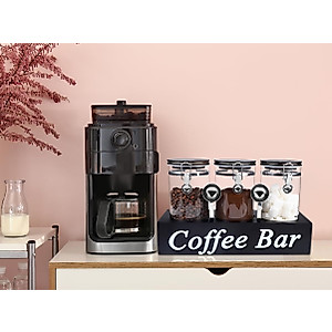 WYTAOHZL 3PCS Glass Coffee Containers with Shelf 54 oz Coffee Station Organizer Glass Coffee Bean Storage with Spoon Coffee Canister Set Jars with Airtight Locking Clamp for Coffee Bean Ground Nuts