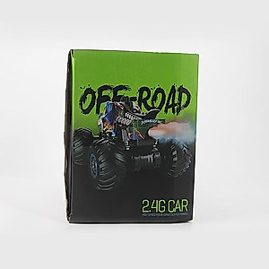 Rhybor Remote Control Dinosaur Car, 2.4GHz All Terrain Remote Control Monster Truck, RC Dinosaur Monster Car with 2 Batteries, Spray Music RC Monster Truck for Boys 4-7 8-12 and Girls