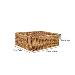Imitation Rattan Desktop Storage Basket Rectangle Finishing Basket Plastic Rattan