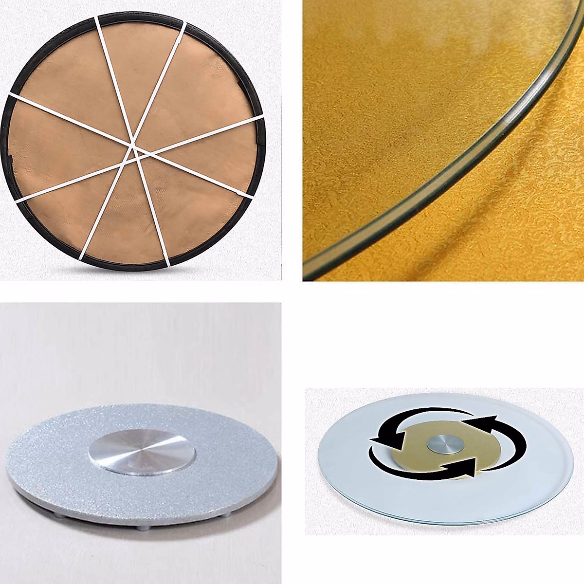 Lazy Susan Tempered Glass Heavy Duty Turntable Round Dining Table Swivel Large Tabletop Serving Plate Transparent Rotating Tray with Silent Bearing Centerpieces ( Battery *1 : Ø 70cm/27.5in )