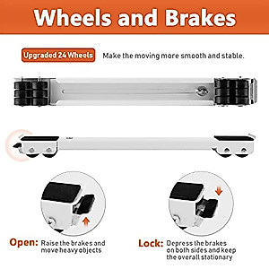 Exttlliy Heavy Duty Base Appliance Rollers Pair Upgrade Move Tools Adjustable Expandable for Washer and Dryer Steel Appliance Trolley Furniture Mover Sliders (White1)