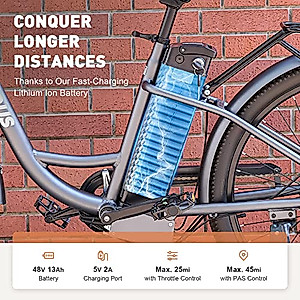 Viribus Electric Bike for Adults, 26" ebike with 500W Motor Shimano 7 Speed Shifter Pedal Assist Front Suspension for Men Women Seniors, 20mph Long Range Moped Electric Bicycle with 48V Battery, Black