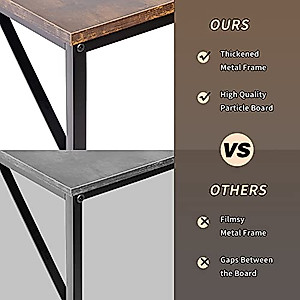 soges 55.1 Inch Home Office Computer Desk, Study Writing Table Desk with with Splice Board, Wooden Study Working Table Desk with 2-Tier Storage Shelf,Modern Laptop PC Table