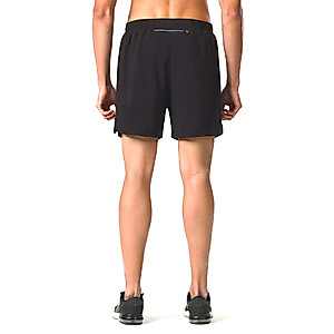 NAVISKIN Men's 5 inch Running Shorts Lightweight Quick Dry Workout Shorts Zipper Pocket Black Size L