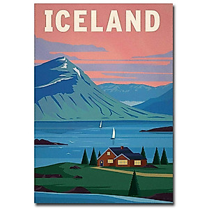 Iceland Vintage Travel Art Refrigerator Magnet Size 2.5" x 3.5"