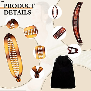 12 Pieces Fishtail Hair Clips Classic Clincher Combs Large Double, Banana Ponytail Holder for Women, 4 Styles