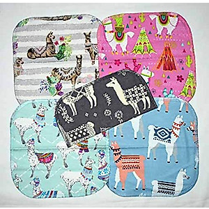 2 Ply Printed Flannel Washable. Llama and Alpaca- Set Napkins 8x8 inches 5 Pack - Little Wipes (R) Flannel