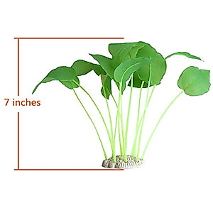 Smarlin Artificial Fish Tank Plants, Plastic Aquarium Plants, 2 Pack, 7 inches High, Realistic & Non-Toxic & Safe for All Fishes (Dark Green)