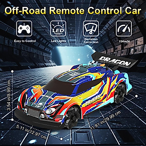 joyee＆elephant RC Drift Car, 1:14 Remote Control Car, 4WD Drift RC Cars for Kids, 2.4Ghz High Speed RC Vehicle with LED Lights Music, Hobby Sport Racing Toy Cars Gifts for Boys Girls