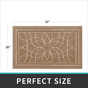 DEXI Front Door Mat for Home Entrance, 20"x32" Non-Slip Absorbent Floor Mats Low-Profile Washable Doormat for Entryway, Garage, Patio, Beige