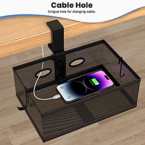 HAMOPY Under Desk Drawer Organizer, Clamp-on No Drill Under Desk Storage Drawers with 2 Cable Holes, 360° Rotatable Hidden Desk Must Haves for Home and Office Accessories