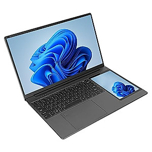 Office Laptop, 15.6 Inch IPS 2.9GHz Quad Core Double Screen Laptop 5G WiFi 7in Touchscreen for Travel (16+1TB US Plug)