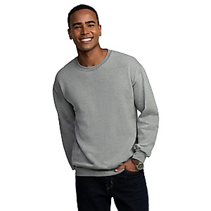 Fruit of the Loom Men's Moisture Wicking Eversoft Fleece Sweatshirt, Grey Heather, Medium