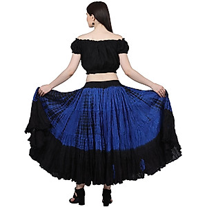 Wevez Women's American 25 Yard Cotton Skirt (Blue Tie Dye)