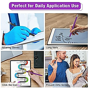 Stylus Pens for Touch Screens,Granabol Sensitivity Capacitive Stylus 4 in 1 Touch Screen Pen with 8 Extra Replaceable Tips for iPhone iPad Tablets All Universal Touch Devices(2Pcs) (Black+Purple)
