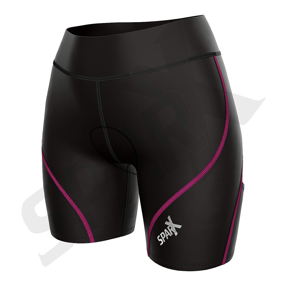 Sparx Energy Women Triathlon Shorts| Womens Triathlon Bike Short 7” Tri Shorts Women (Pink Seams)