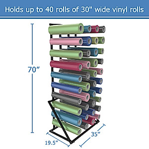 INNOVART Vinyl Roll Floor Storage Rack, Vinyl Roll Holder, Viny Roll Storage Rack for Craft Room, Vinyl Storage Organizer for Cricut, Linen Rolls, Fabric Rolls, Texture Rolls and Vinyl Rolls, 40 Rolls