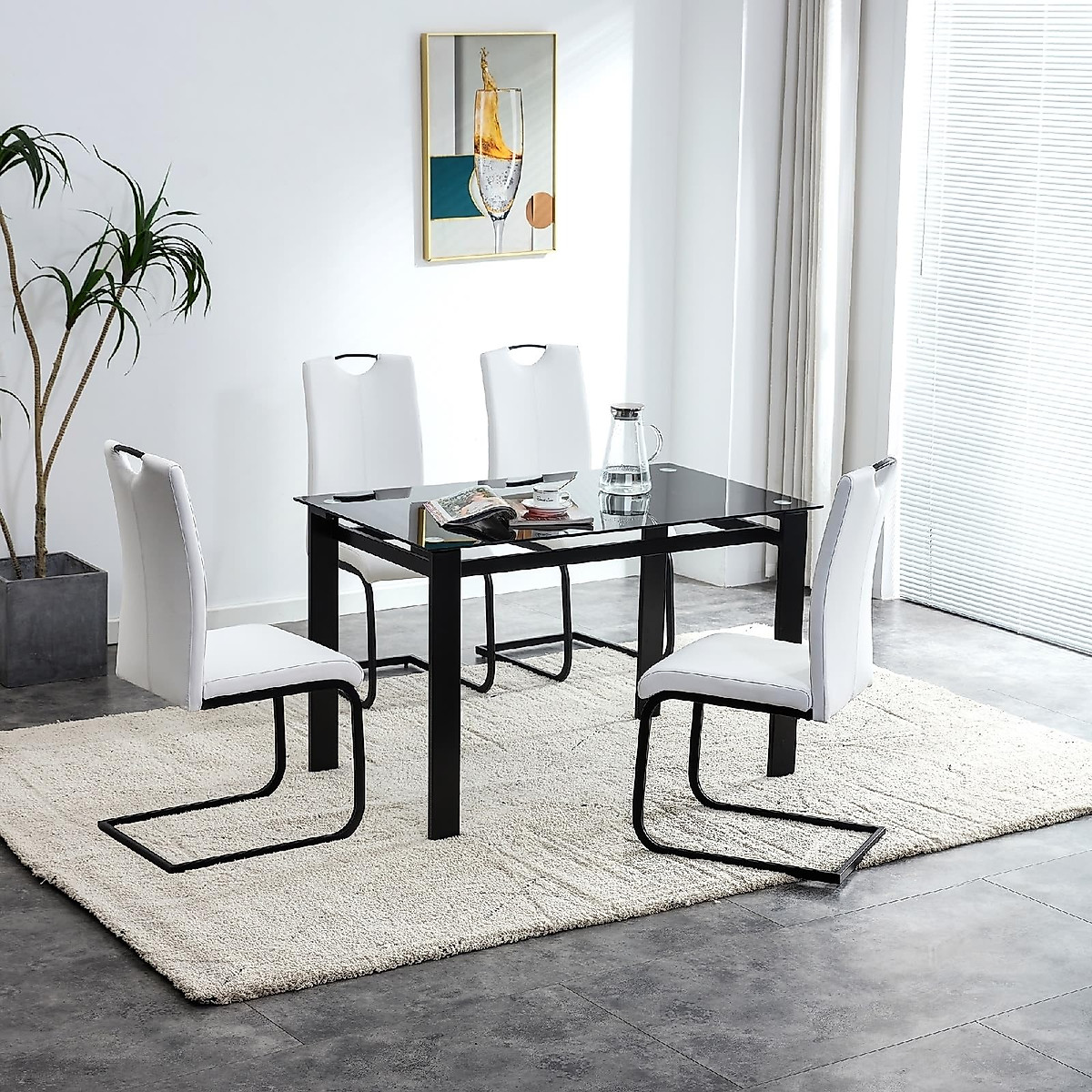 Wycian Boho High Chair, Dining Set Boho 2PCS White Seat Height 18.9" Pu Capacity 280LB 16.93" L 20.47" W 38.58" H Kitchen Chair Replacement Seat