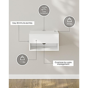 Aobafuir Floating Nightstand, Small Modern Floating Nightstand with Drawer, Floating Shelves for Bedroom, Bathroom (White)