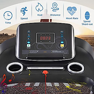 Merax Portable Treadmill for Home, 3.5HP Electric Motorized Running Machine with 10MPH Speed, Large Running Surface, 12 Programs, Speakers, Incline, LCD and Pulse Monitor for Running Walking (Black)