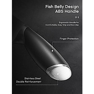 Knipan Knife Set, 8-Piece Premium Knife Block Set with High Carbon German Steel, 5 Knives, Sharpening Steel, Multi-Purpose Scissors, Block of Wood, Ergonomic ABS Handle