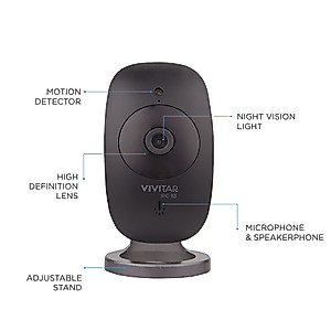 Vivitar IPC113-WHT Wide Angle 1080p HD Wi-Fi Smart Home Camera with Motion Detection, Night Vision, Cloud Backup, Two-Way Audio, Child and Pet Monitor, iOS and Android App for Home/Office Use, White