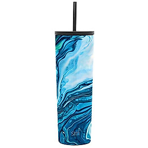 Simple Modern Insulated Tumbler with Lid and Straw | Iced Coffee Cup Reusable Stainless Steel Water Bottle Travel Mug | Gifts for Women Men Her Him | Classic Collection | 28oz | Ocean Geode