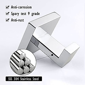 RED SATURN Towel Hooks Bathroom Coat Hook Robe Hook SUS304 Stainless Steel Towel Robe Clothes Cabinet Closet Square Heavy Duty Wall Hook for Livingroom Bedroom Kitchen Hotel Wall Mounted