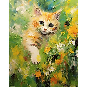 Stamped Cross Kits, Playful Rascal Cat, DIY Designs Cross-Stitch Easy Supplies Needlework, Needlepoint Embroidery Gift for Home Decor 16x20 inch